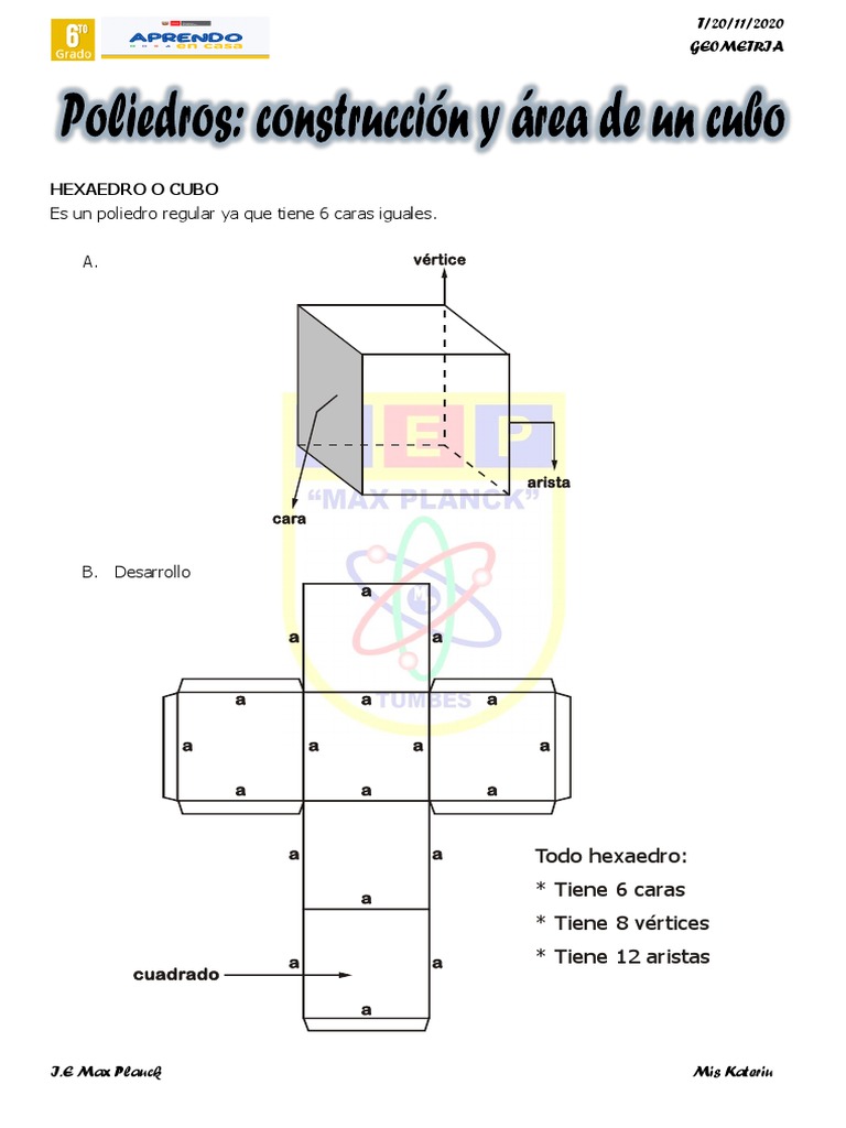 Geometría del cubo: áreas y dimensiones | PDF