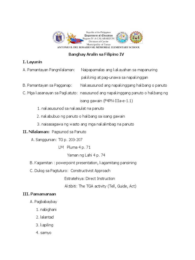 Pagsunod Sa Panuto 3RD Grading | PDF