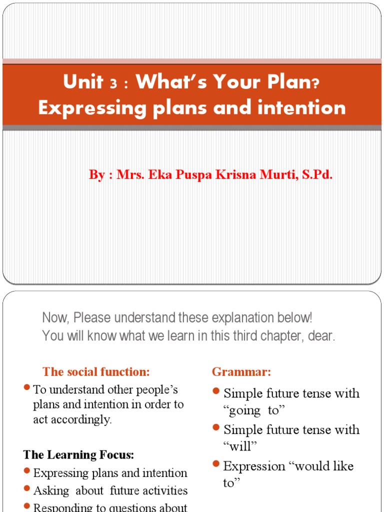 Expressing Future Plans and Intentions | PDF | Symbols | Linguistic ...