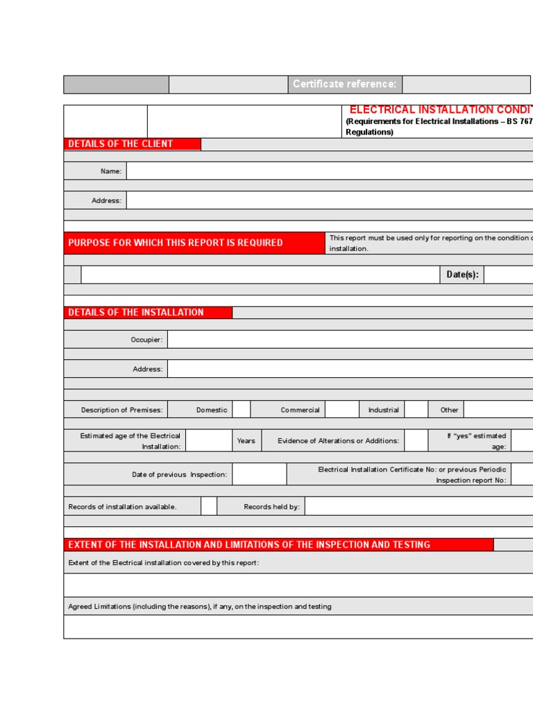 Electrical Installation Condition Report - Red | PDF | Electrical ...