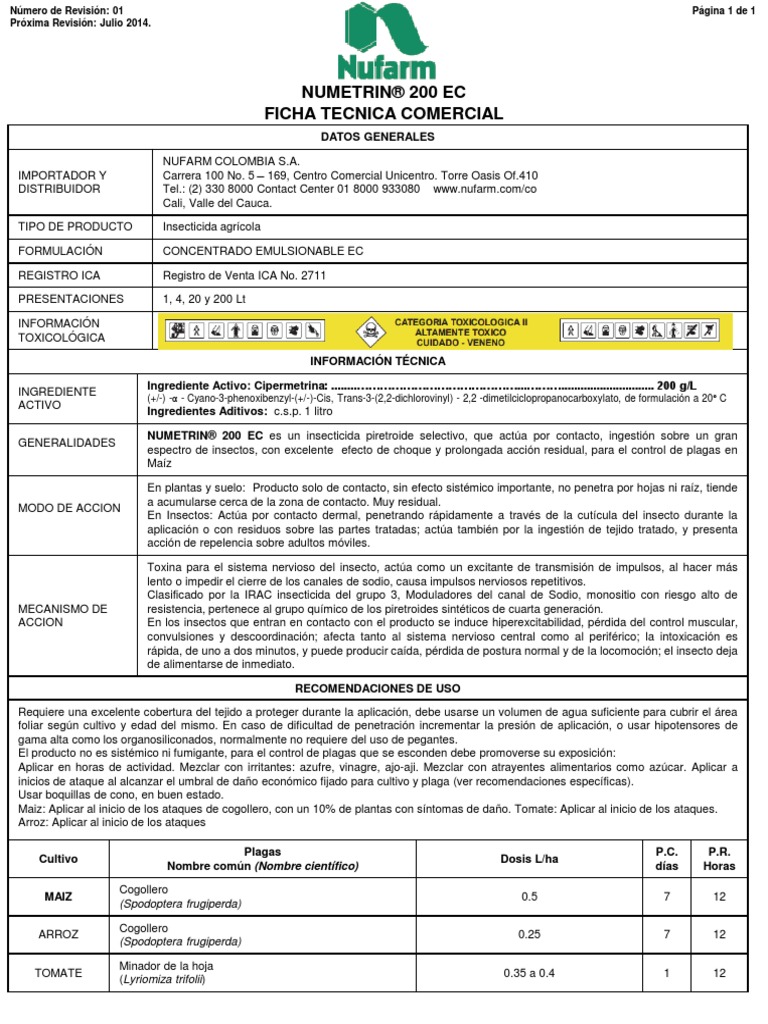 FTNUMETRIN200EC | PDF | Insectos | Agricultura