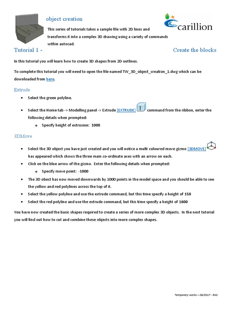 Autocad 3D Object Creation: Extrude | Download Free PDF | Extrusion ...
