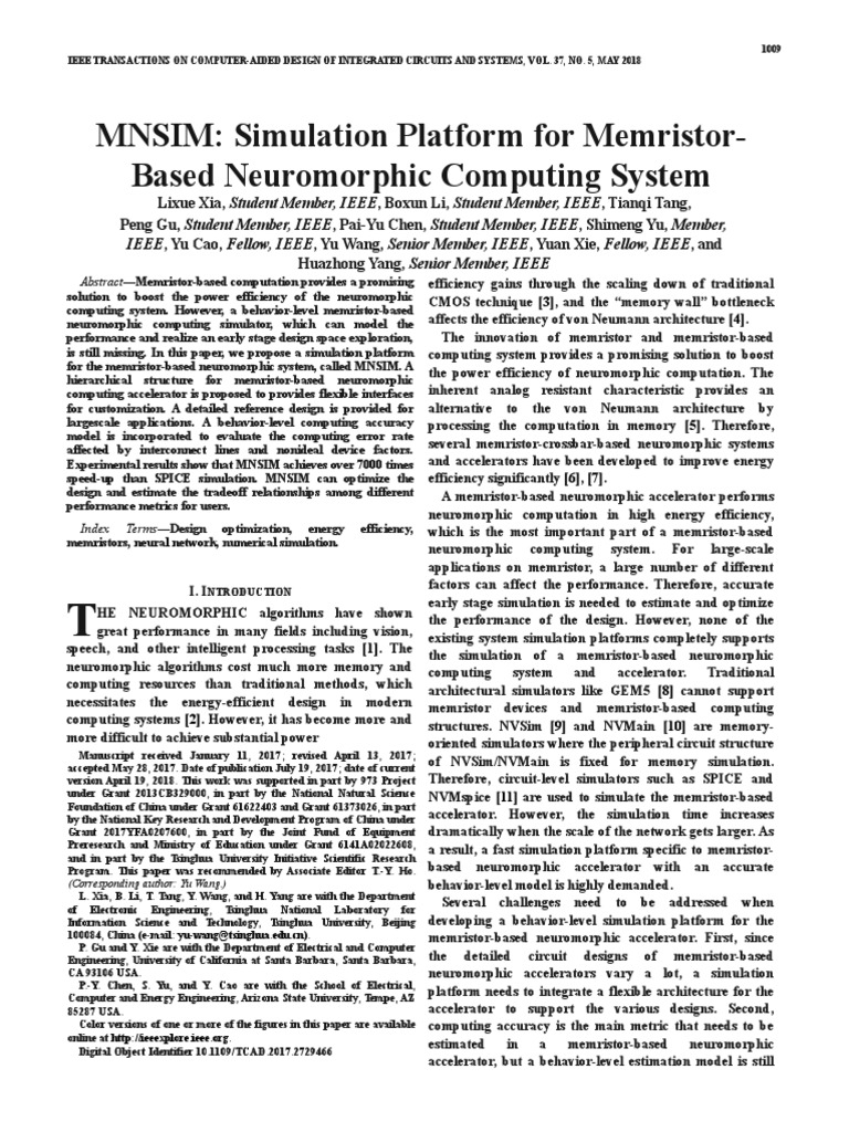 Simulation platform for memristor-based neuromorphic systems | PDF | Artificial Neural Network ...