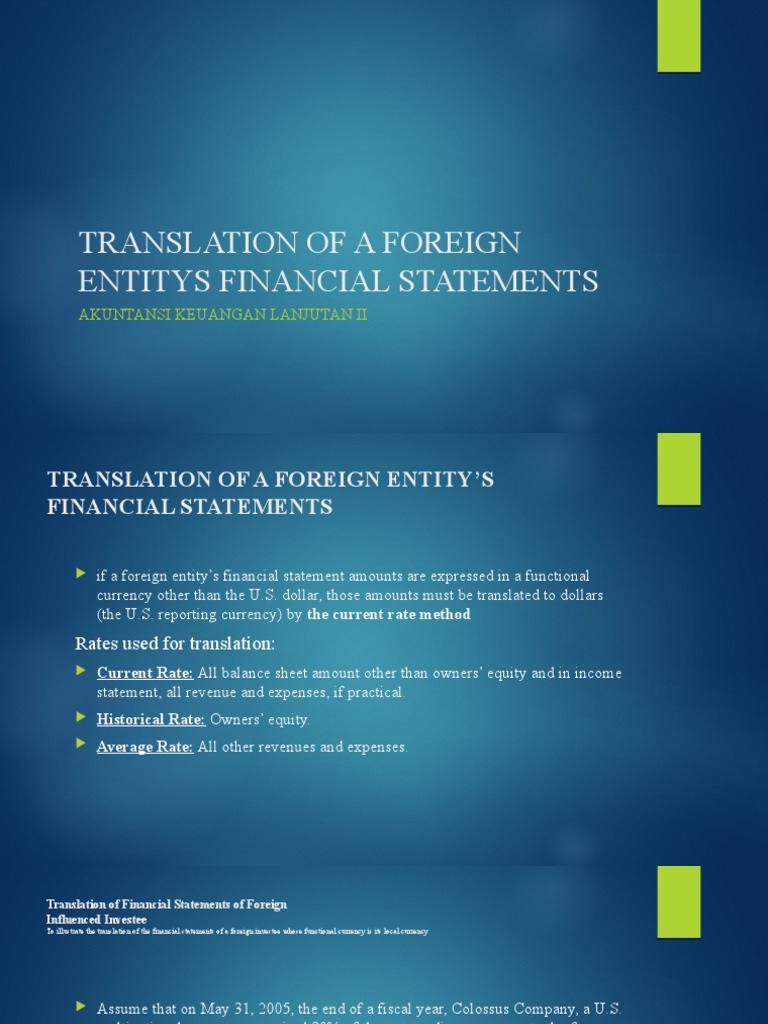 Translation of A Foreign Entitys Financial Statements | PDF | Equity ...