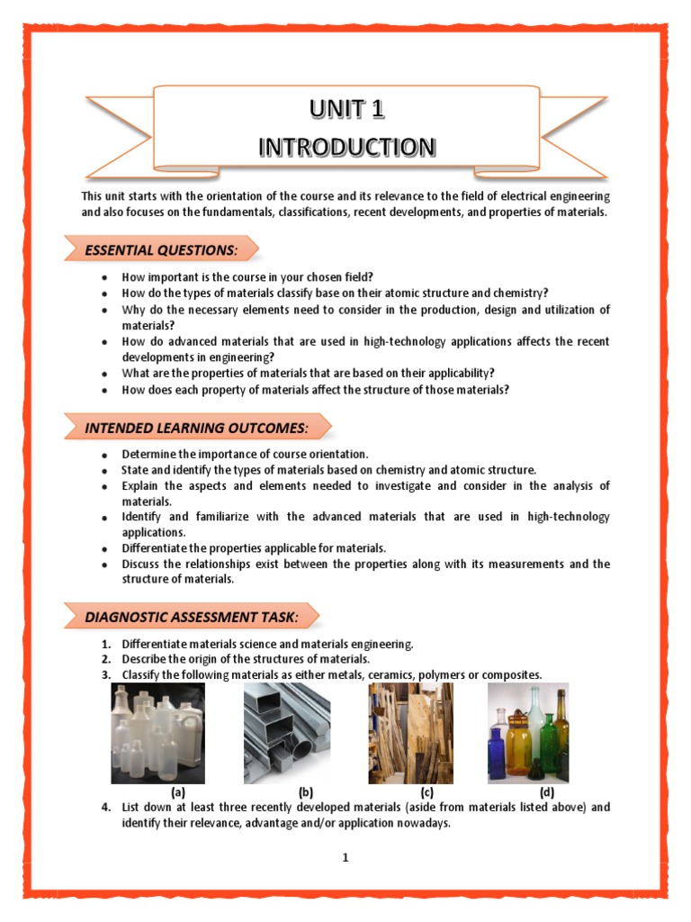 Materials Science and Engineering Unit 1 PDF | PDF | Strength Of ...