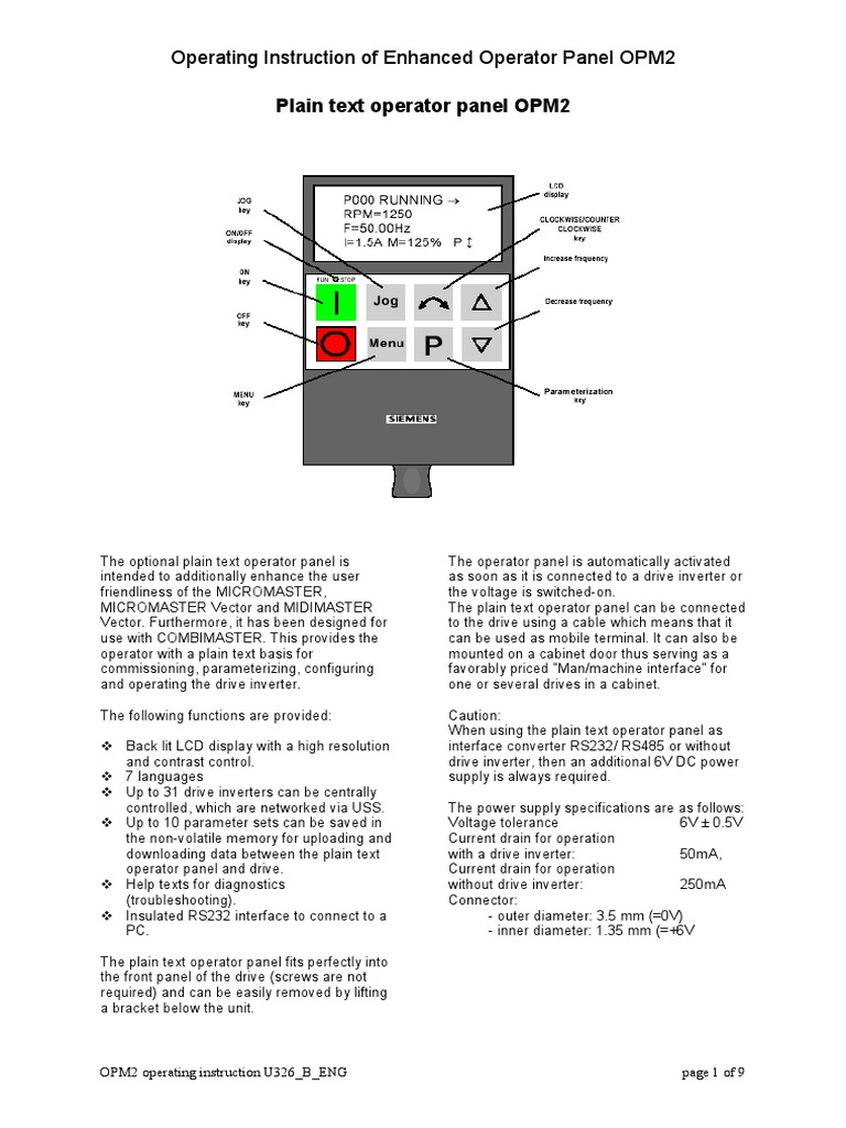 Enhanced Operator Panel Guide | PDF | Power Inverter | Menu (Computing)