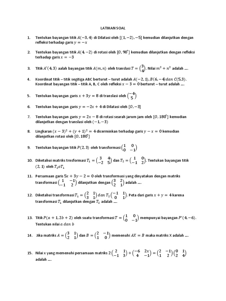 Transformasi Geometri - & - Matriks | PDF