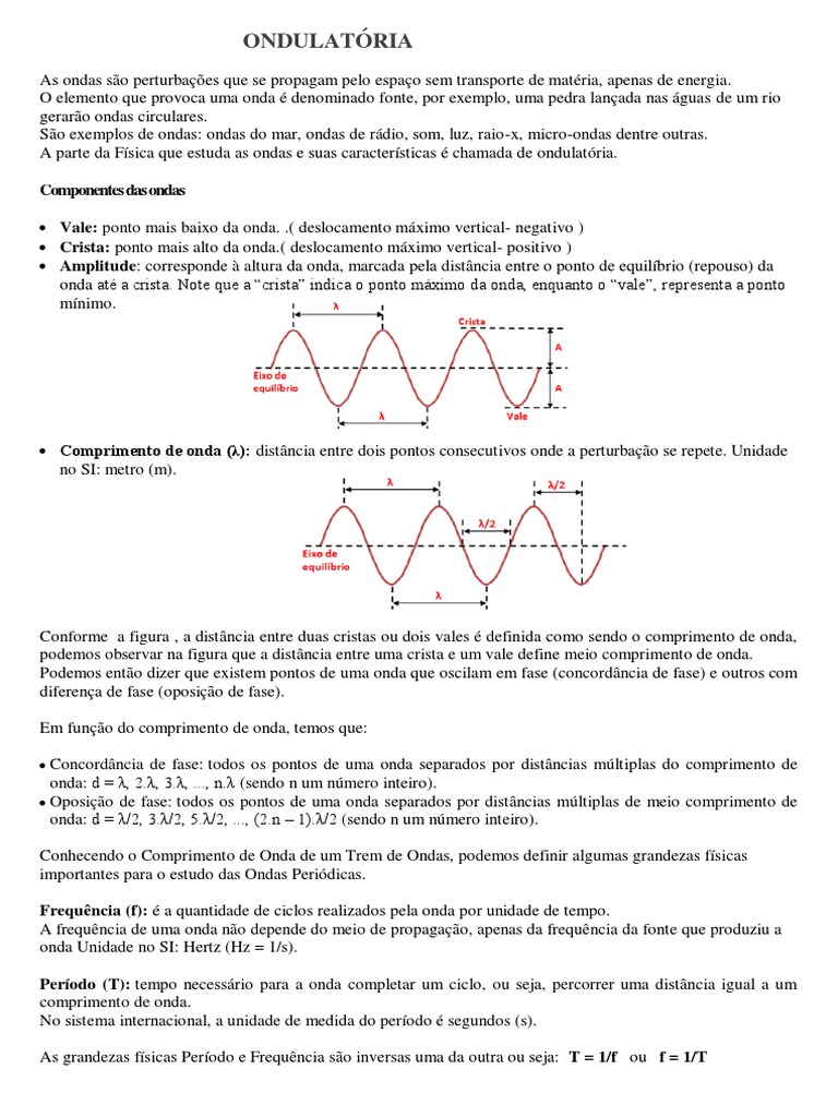 ONDULATÓRIA - Conceitos Iniciais | PDF | Ondas | Frequência