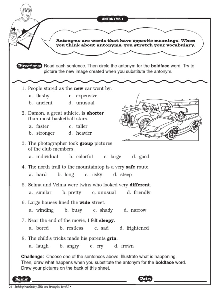 Read Each Sentence. Then Circle The Antonym For The Boldface Word. Try ...