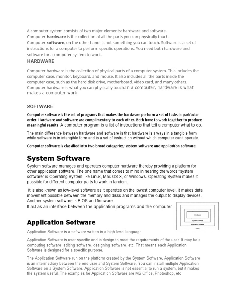 A Computer System Consists of Two Major Elements | PDF | Operating ...