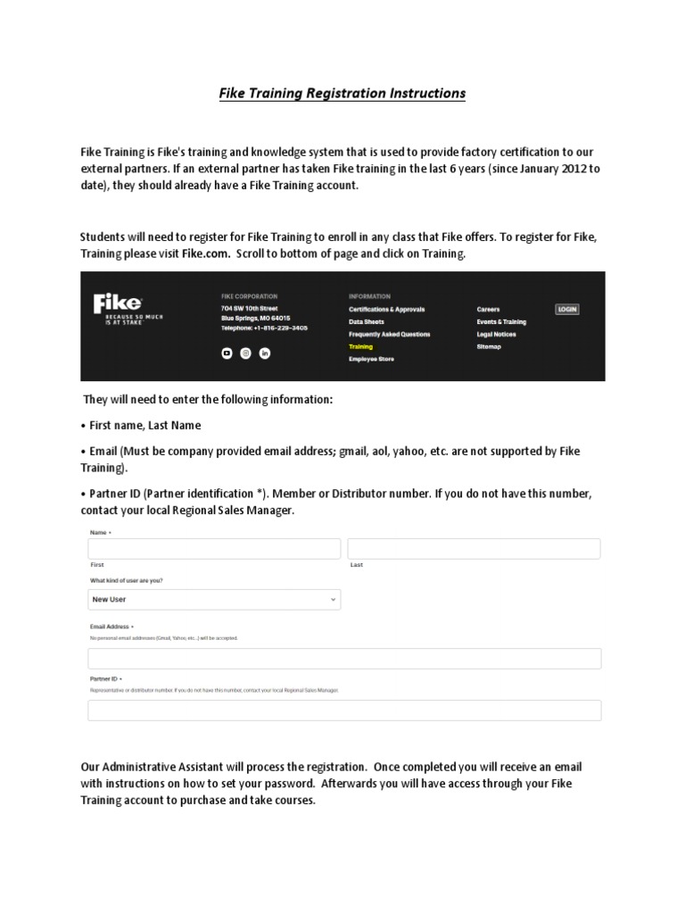 3 - Fike Training Registration Instructions 2 PDF | PDF | Career ...