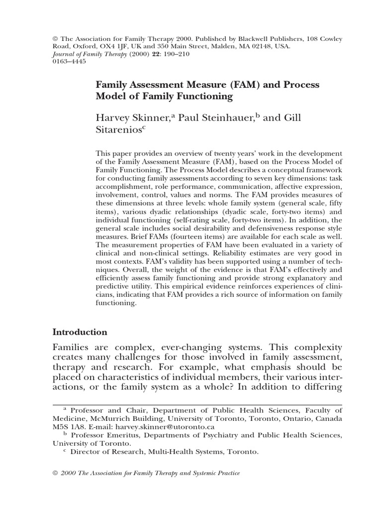 Overview of Family Assessment Measure | PDF | Family Therapy | Family
