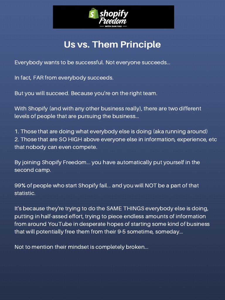 Us vs. Them Principle 1 | PDF