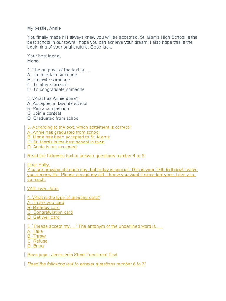 Read The Following Text To Answer Questions Number 6 To 7! | PDF