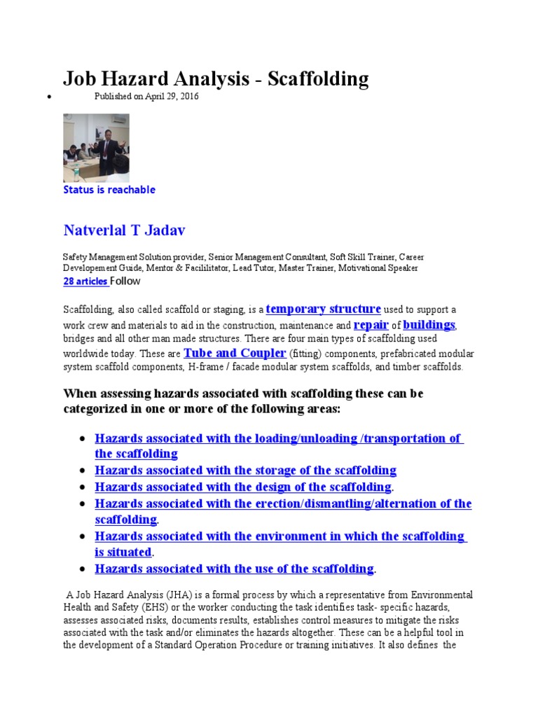 Data For Scaffolding Jsa | PDF | Scaffolding | Prevention