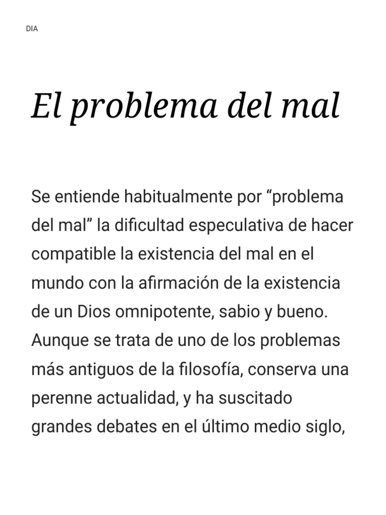 El Problema Del Mal | PDF | Problema del mal | Omnipotencia
