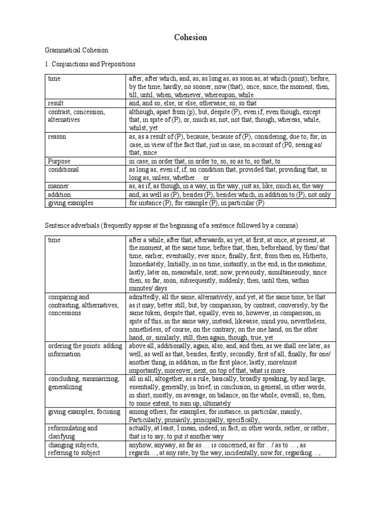 Grammatical and Lexical Cohesion | PDF | Language Mechanics | Syntax