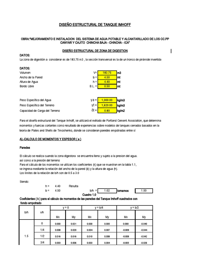 3.3.3. Diseño Estructural Tanque Imhoff | PDF | Ingeniería de productos químicos | Hormigón