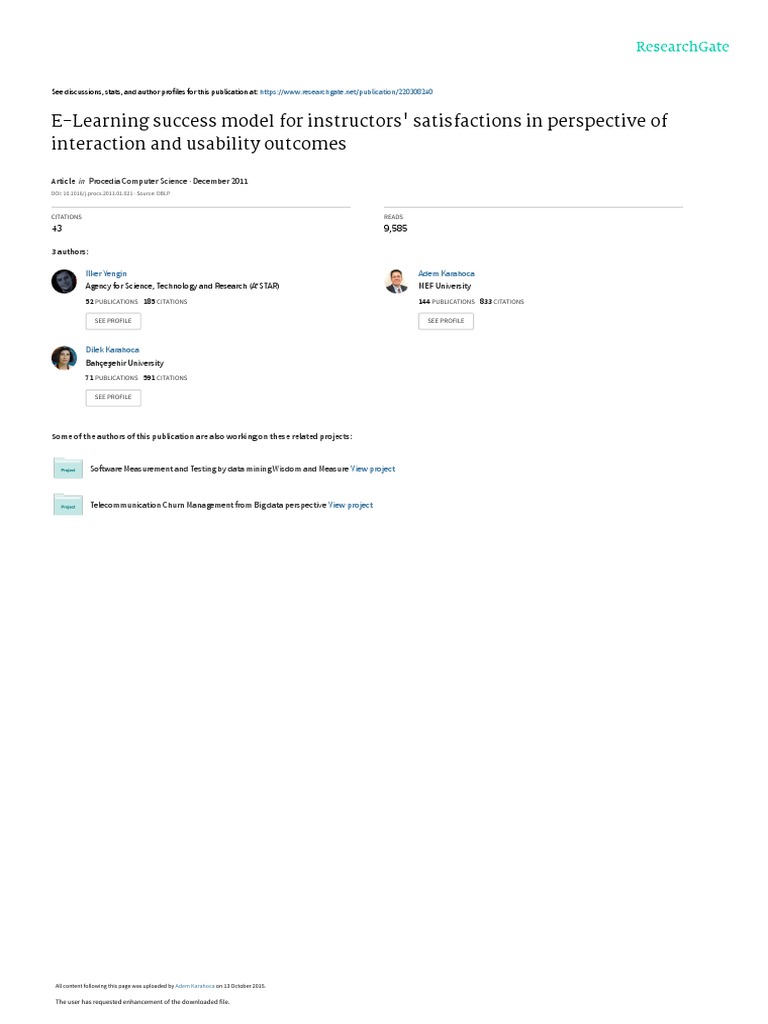 E-Learning Success Model For Instructors Satisfac | PDF | Educational Technology | Use Case