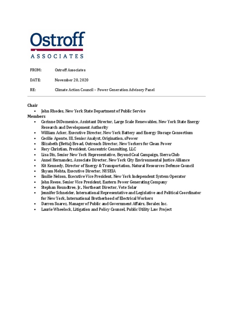 CAC Power Generation Advisory Panel 11.20 | PDF | Energy Production ...