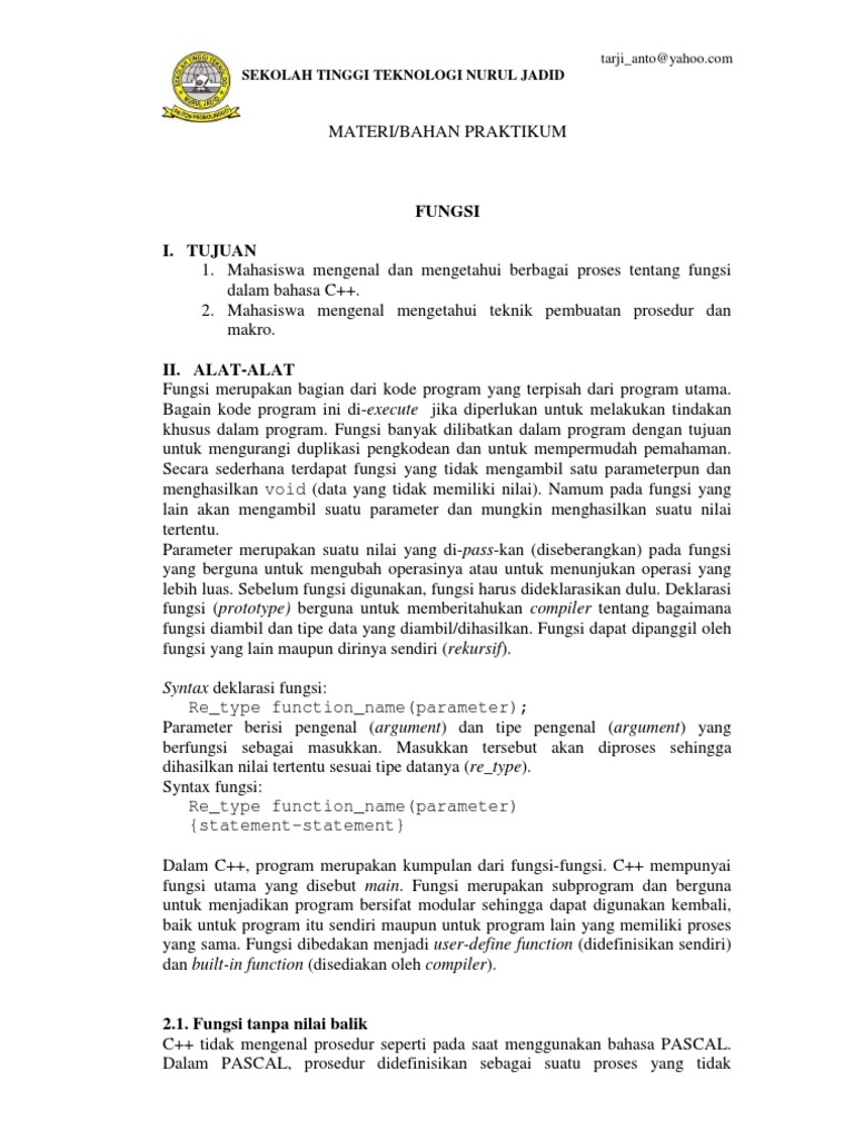 Fungsi Dan Prosedur Pada C | PDF