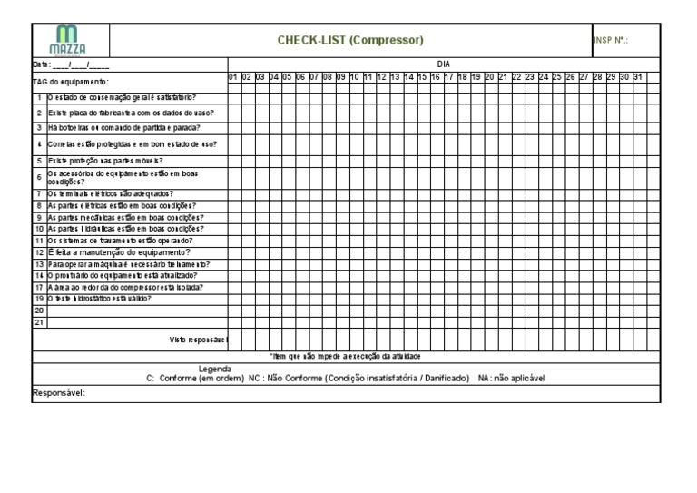 Check-List de Compressor - Rev.00 | PDF