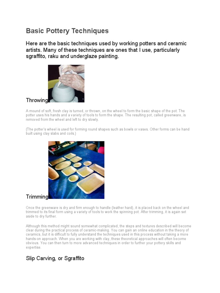 Basic Pottery Techniques | PDF | Pottery | Ceramics