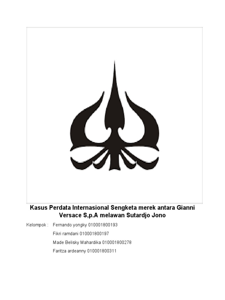 Sengketa Merek Versace vs Sutardjo Jono | PDF