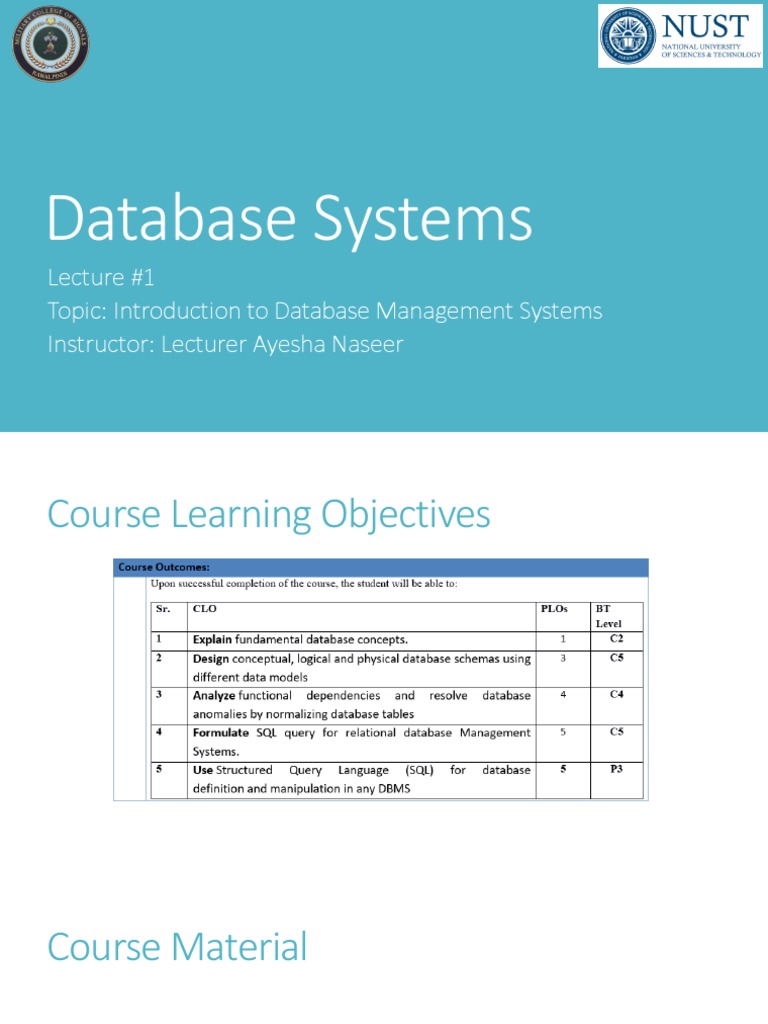 Database Systems - Lec 1 PDF | PDF | Conceptual Model | Database Transaction
