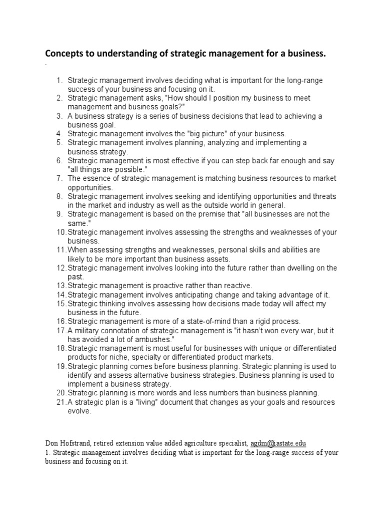 Understanding Strategic Management Concepts | PDF | Strategic Management | Strategic Planning