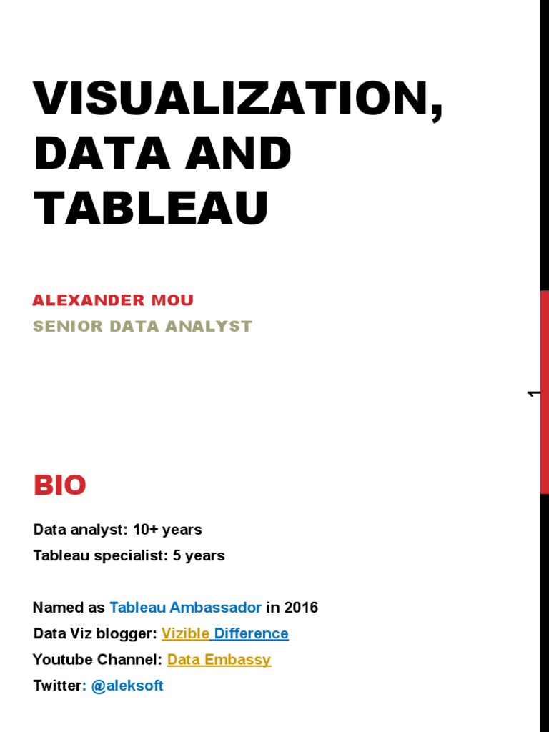 Visualization, Data and Tableau: Alexander Mou | PDF | Information ...