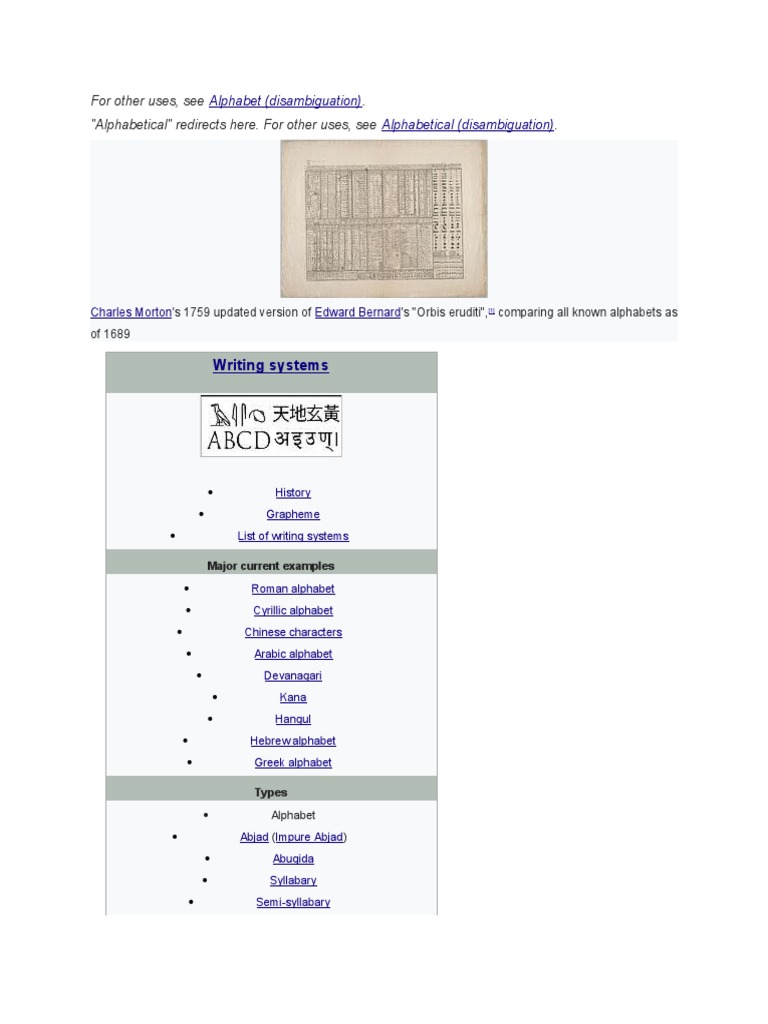 Writing Systems: For Other Uses, See - "Alphabetical" Redirects Here ...