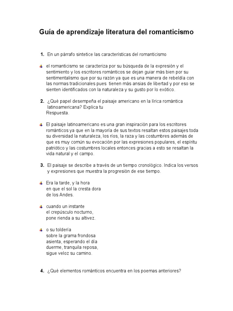 Guía de Aprendizaje Literatura Del Romanticismo | PDF