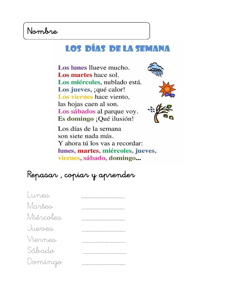 Días de la Semana para Aprender | PDF | Crecimiento personal y profesional