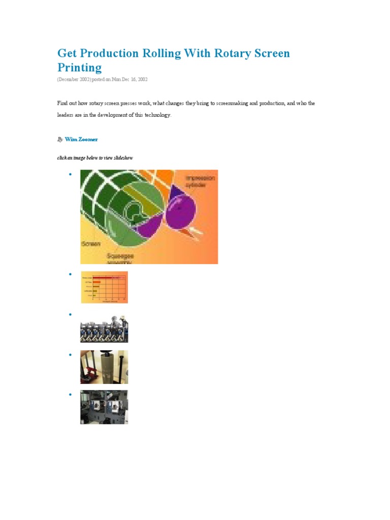 Get Production Rolling With Rotary Screen Printing: An Overview of ...