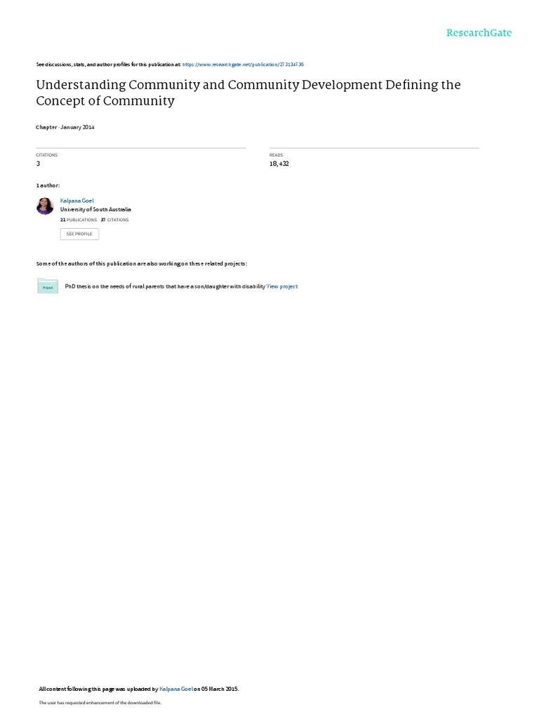 Understanding Community and Community Development Defining The Concept ...