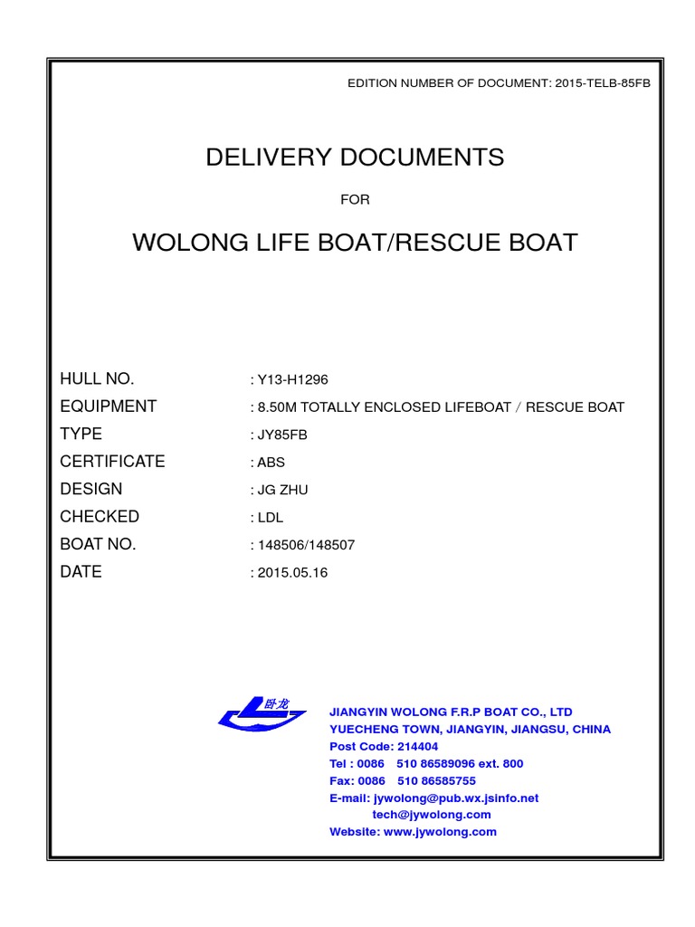 Manual Life Boat | PDF | Fire Sprinkler System | Valve