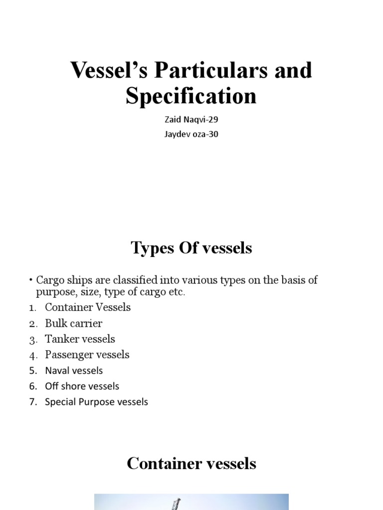 Vessel Types and Specifications Guide | PDF