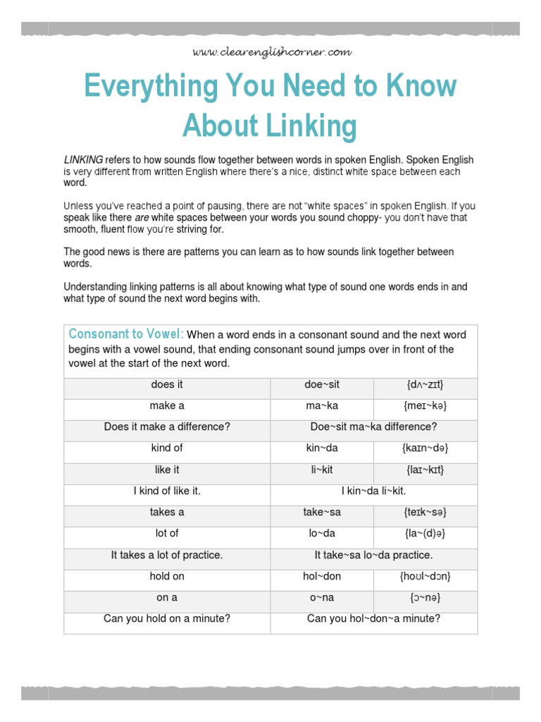 Everything You Need To Know About Linking | PDF | Consonant | English ...