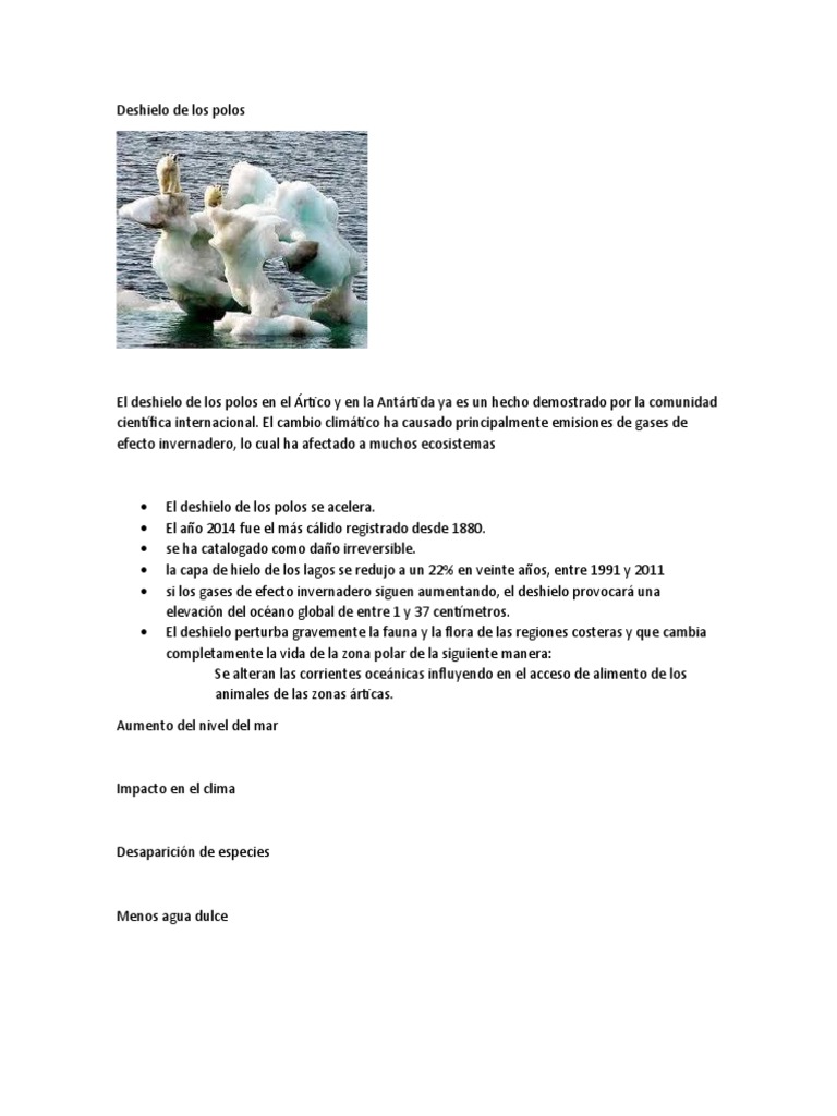 Deshielo de los Polos y sus Consecuencias | PDF