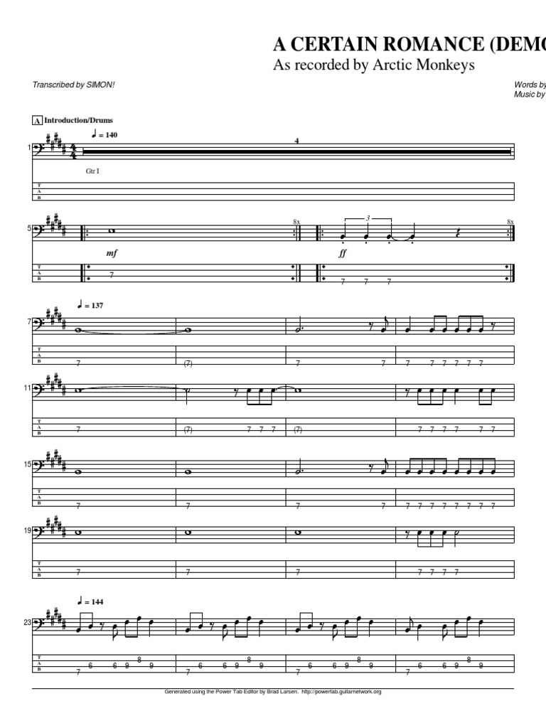 Arctic Monkeys - A Certain Romance Bass | PDF | Music Technology ...