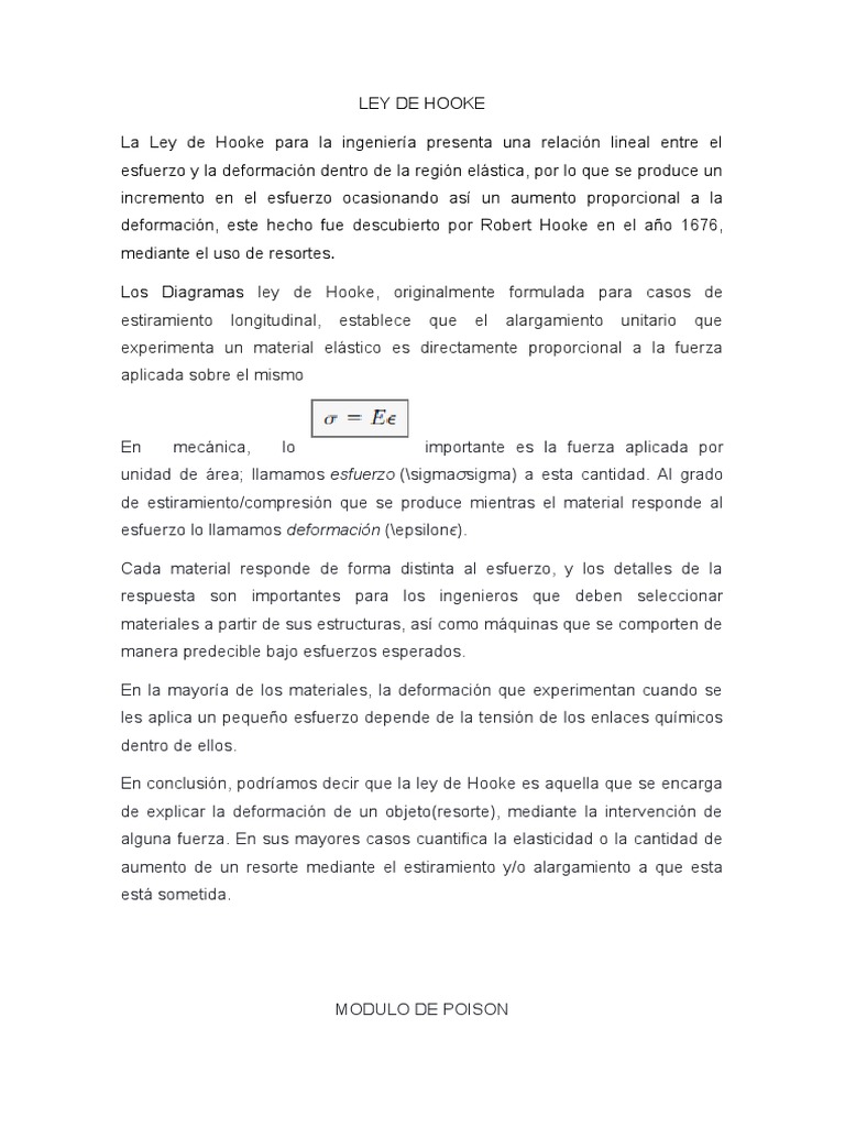 Ley de Hooke y Modulo de Poison12 | PDF | Elasticidad (Física ...