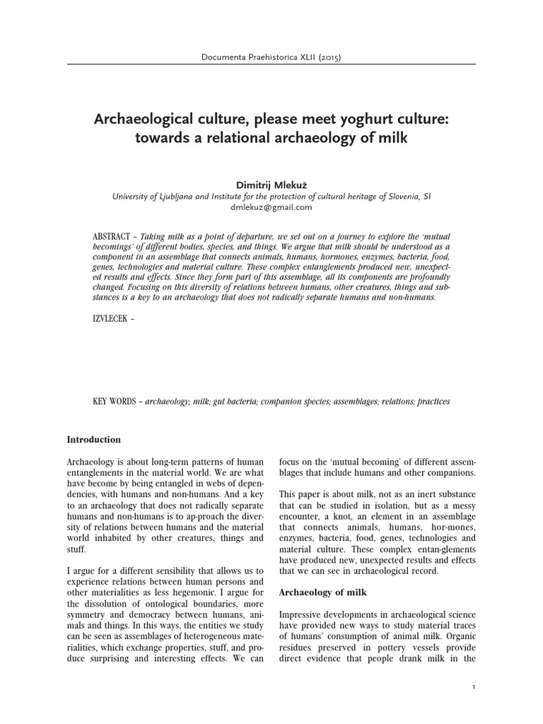 Archaeological Culture Please Meet Yoghu PDF | PDF | Milk | Digestion