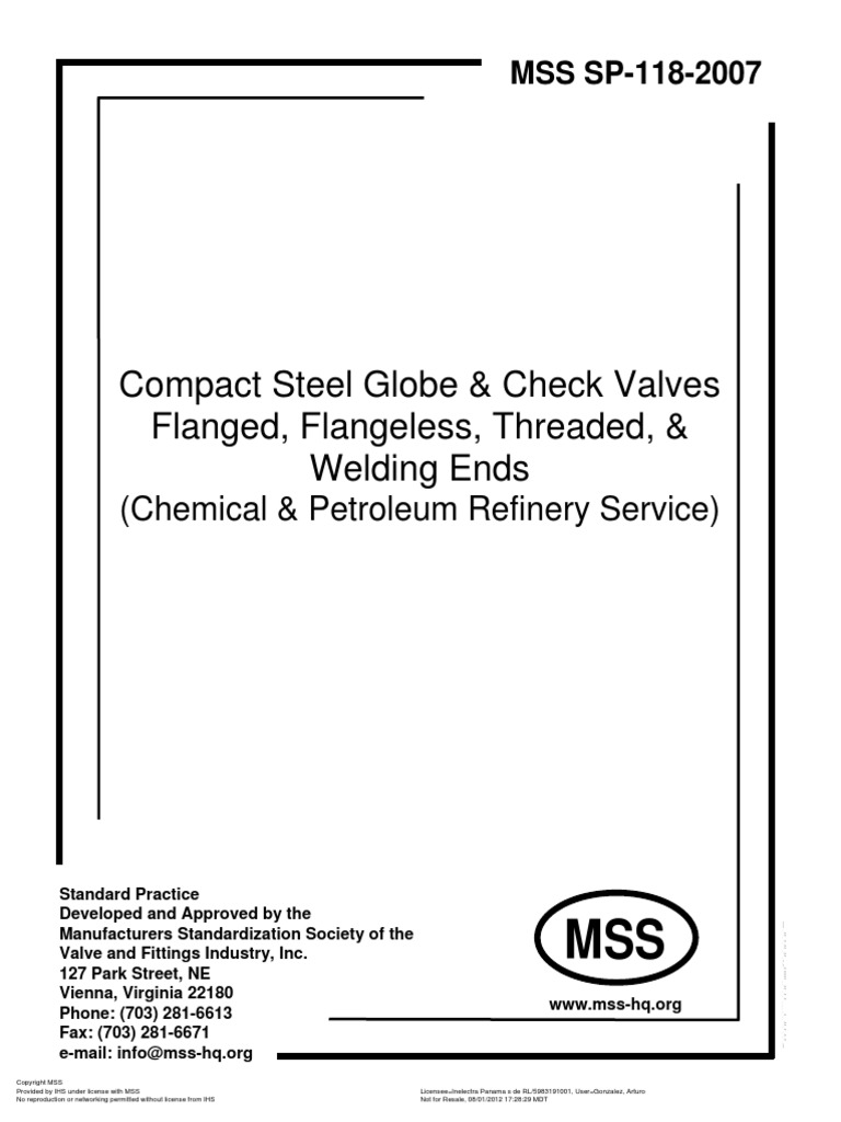 MSS SP-118 2007 | PDF | Valve | Screw