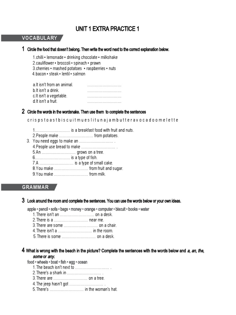 Unit 1 Extra Practice 1 1: Vocabulary | PDF | Clothing