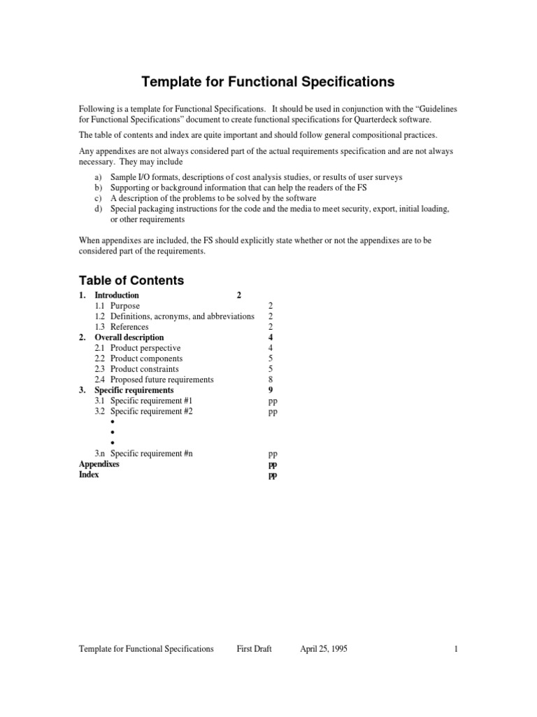 Template For Functional Specifications | PDF