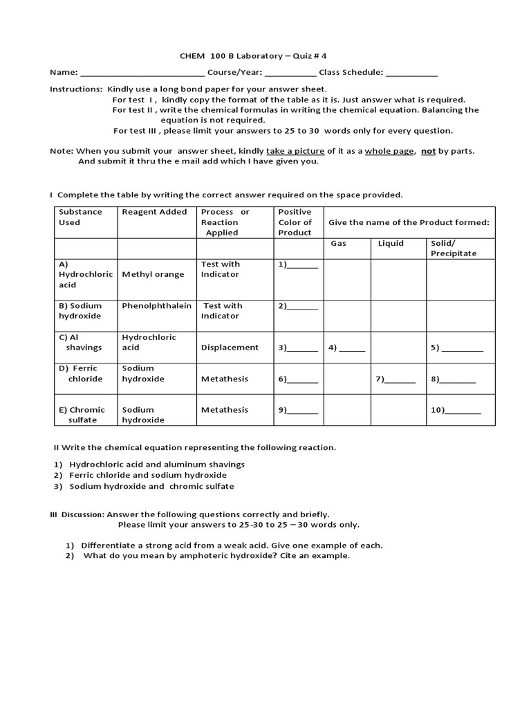 Acids and Bases Quiz | PDF