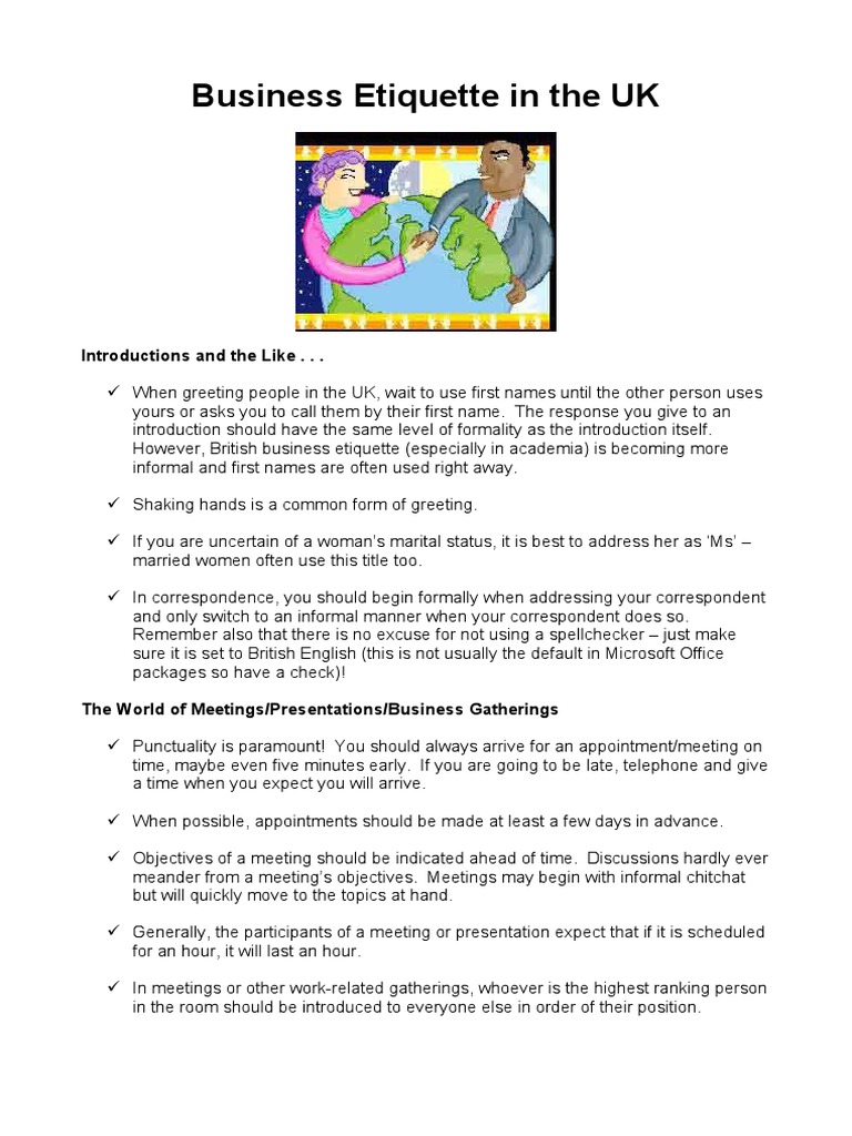Business Etiquette Essentials: A Guide to Proper Protocol in the UK ...