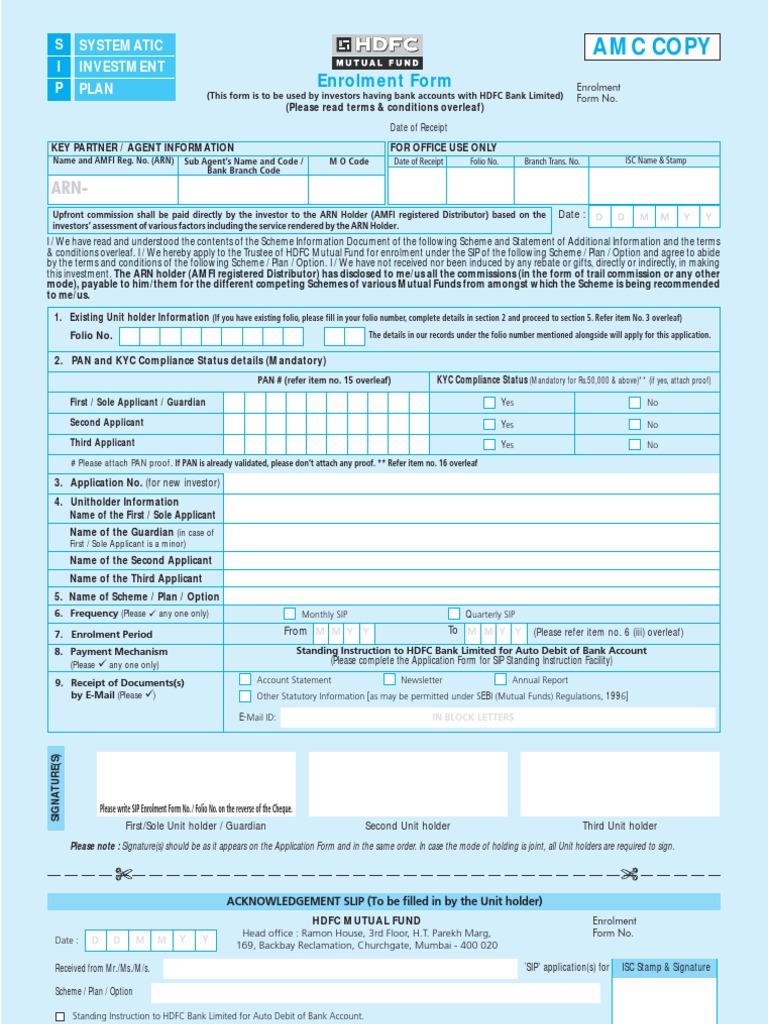 SIP_Standing_Instruction_Form_for_HDFC_Bank | Cheque | Investor