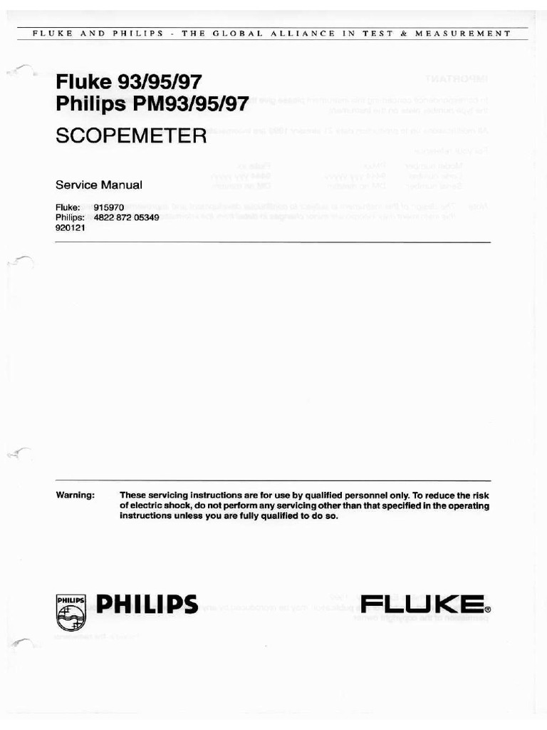 Fluke Scopemeter 97 Service Manual | PDF